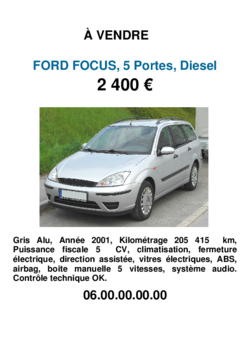 Modele Affiche Vente Voiture Pdf